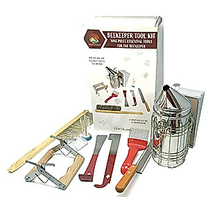 SunVara Bee Keeping Starter Kit Smokers for Bees Nine Piece Essentials Bee Brush | Honey Bee Smoker | Beekeeper Tools and Equipment.