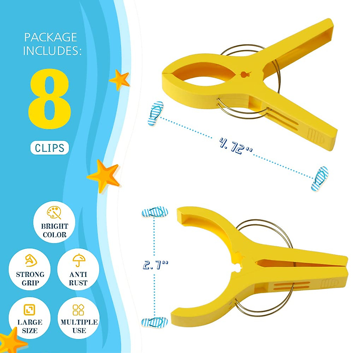 Danmu Colorful Beach Towel Clips for Secure Beach & Pool Towel Holders