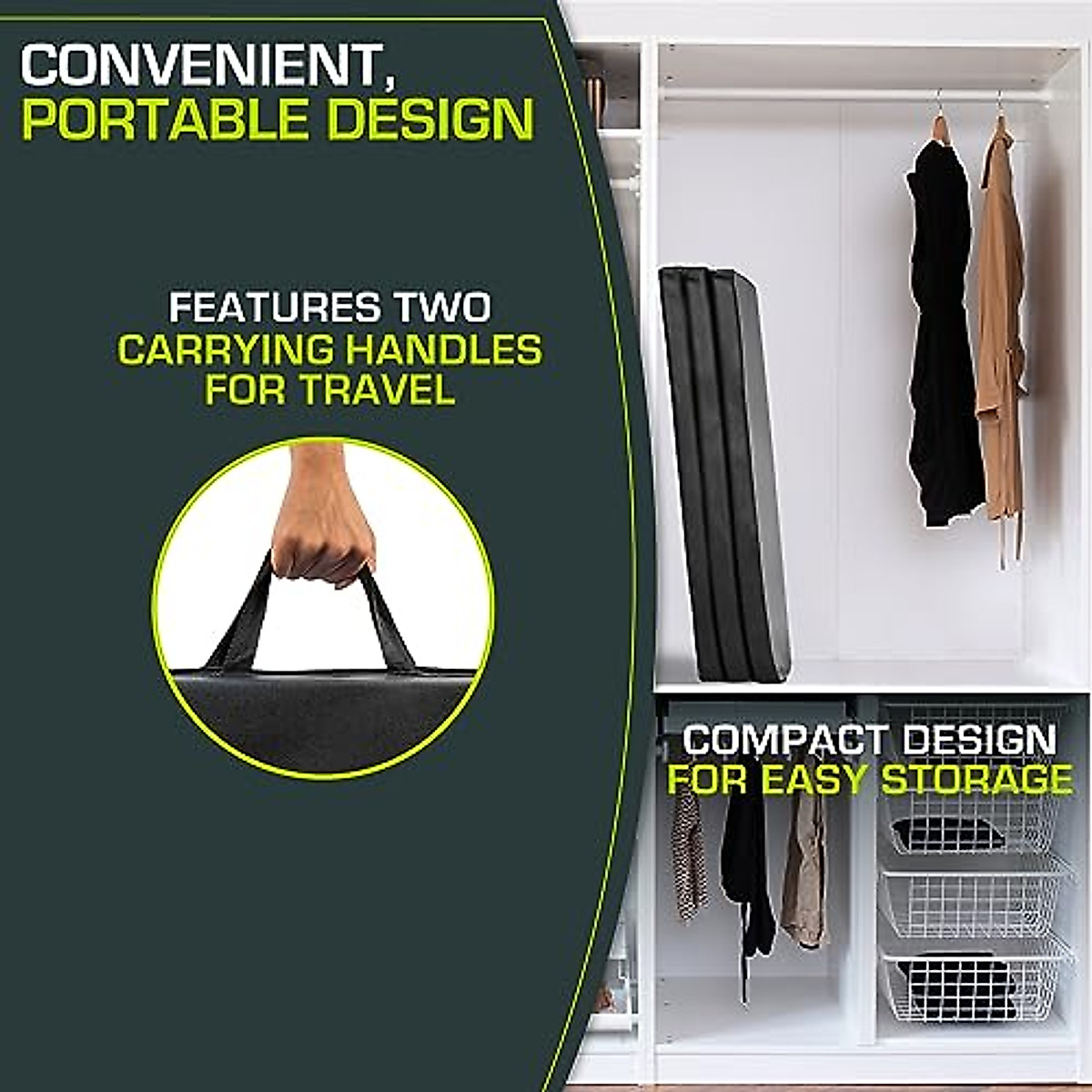 ProSource Tri-Fold Folding Thick Exercise Mat 6’x4’ with Carrying Handles for Tumbling, Martial Arts, Gymnastics, Stretching, Core Workouts, Black