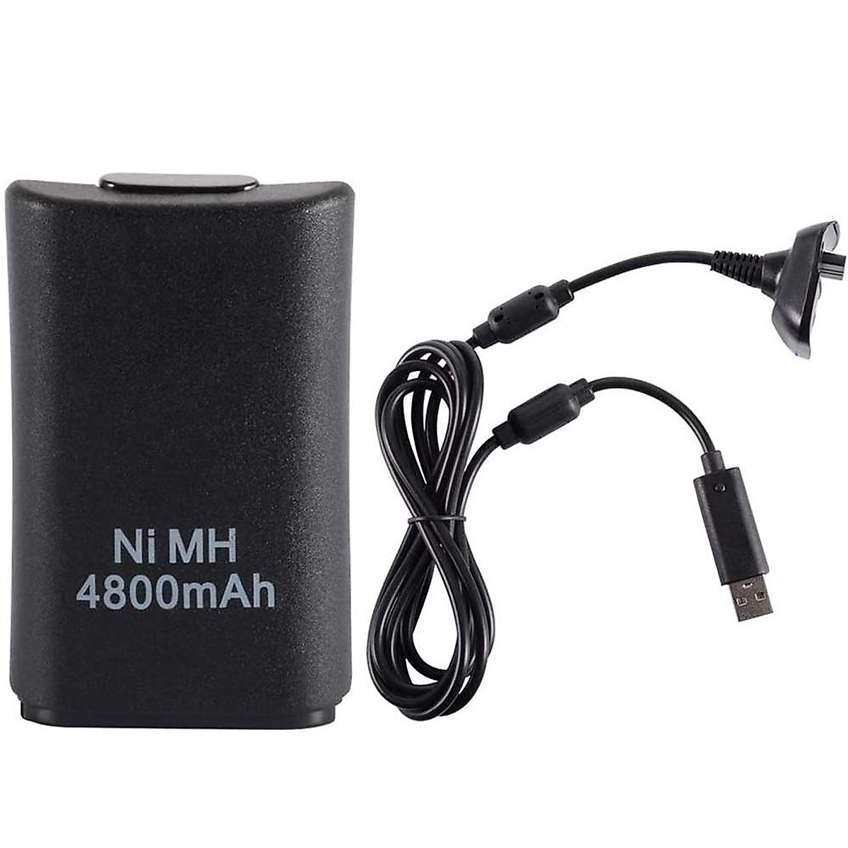 Cotchear 4800mAh Battery Pack + Charger Cable for Xbox 360 Controller Replacement Battery + Charger Cable for Xbox 360 Wireless Controller - Black