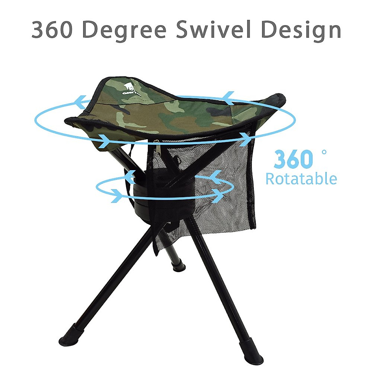 GEERTOP Portable Camping Swivel Folding Stool Seat Foldable Camp Tripod Chair Outdoor Survival Gear for Hiking Fishing Hunting Travel