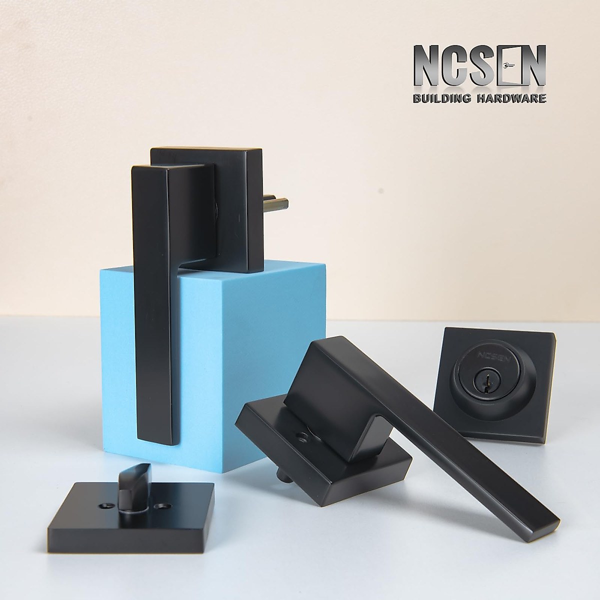 NCSEN Front Door Locksets with Deadbolt, Black Door Handles, Combination Door Lock, Exterior Door Lever (Matte Black)…