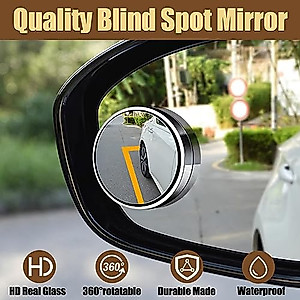 Kewucn 2 Pack Blind Spot Mirror, 2" Round HD Glass Convex Rear View Mirrors, 360° Wide Angle Side Rear View Mirror, Universal Exterior Accessories for Most Cars, SUVs and Trucks (Silver, Round)