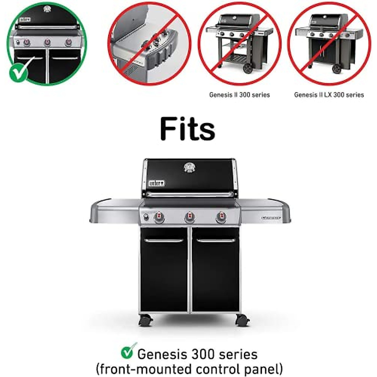QuliMetal Porcelain Steel Flavorizer Bars, SUS304 Grill Burner and #65505 7622 Heat Deflector for Weber Genesis 300 Series (E310 E320 E330 S310 S320 S330) Grill Parts with Front Control Knobs