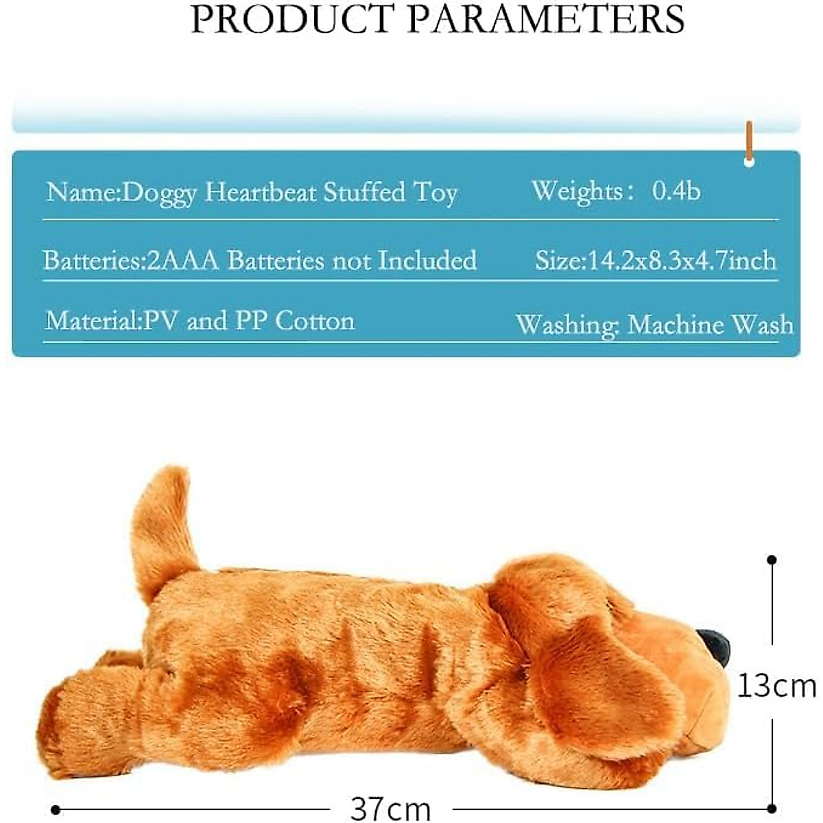 KITA Heartbeat Plush Dog Toy, Pet Anxiety Relief, Calming Training Aid, Comfort Stuffed Toy for Dog, Cat (Tan)