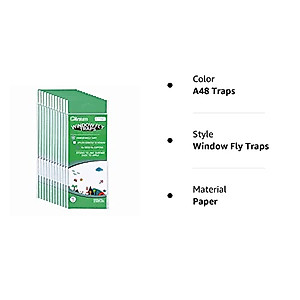 Garsum Window Fly Traps Indoors, Fly Paper Sticky Strips, Non-Toxic Clear Fly Catcher, Fly Killer for Home Window Decal 48 Traps