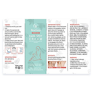 Bealions Intimate Area Dark Spot Cream, Underarm Cream, Instant Result, for Armpit, Knees, Elbows, Inner Thigh, Moisturizes Dark Area Corrector Cream 2 fl.oz…