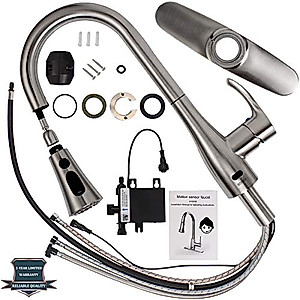 Motion Sensor Automatic Kitchen Faucet Touchless, monbar Pull Down Single Handle One/3 Hole 3 Setting Sprayer Brushed Nickel Solid Brass Kitchen Faucets Spot Free Lead-Free