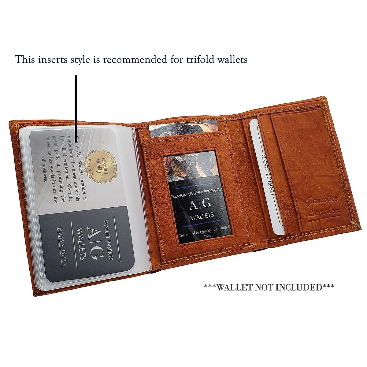 AG Wallets Set of 2 Clear Premium Quality Wallet Insert from (Trifold 6 Page)