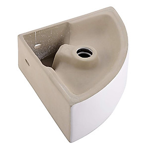 VOKIM Small Corner Wall Mount Bathroom Sink and Faucet Combo with Overflow White Porcelain Ceramic Above Counter Mini Vanity Vessel Sink with Chrome Faucet and Pop-up Drain Combo