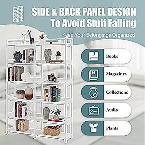 Merax 6-Tier Tall Bookshelf Bookcase, Freestanding Open Large Vintage Industrial Storage and Display Shelves for Home Office