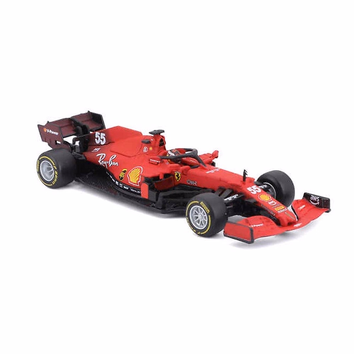 Bburago B18-36828S 1:43 F1 2021 Ferrari SF21 with Helmet SAINZ, Assorted Colours