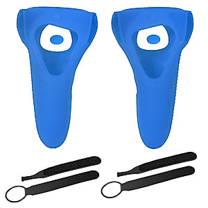 HIJIAO Knuckle Strap & Controller Grip Skin for Oculus Quest/Oculus Rift S VR Headset (Blue)