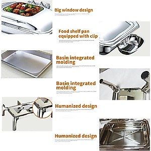 FLTRGO 6 L Chafing Dish Set, Stainless Steel Buffet Server Warming Tray with Water Pan & Fuel Holders, for Restaurant Catering Parties Weddings Picnics Food Warmer