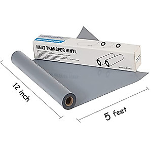 guangyintong HTV Heat Transfer Vinyl Rolls 12" x 5ft - Iron on Vinyl Easy to Cut &Weed, Glossy Surface (k11-Grey 01)