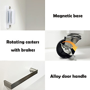 RASOO Kitchen Island on Wheels White Rolling Trolley Cart Island Cart Storage Cabinet with Rubber Solid Wood Countertop One Drawer and 2 Doors Towel Rack, 32.68"x17.72"x36.02"(LxWxH)