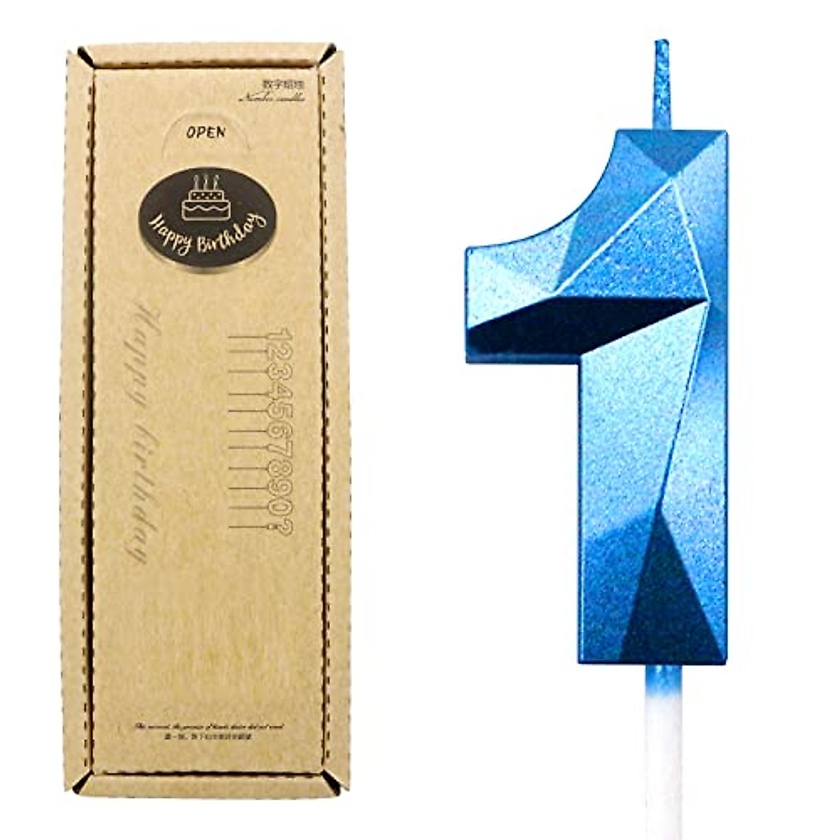 BLUE TOP 4 Inch Birthday Cake Candles Number Candles 3D Design Birthday Candles for Cake,Cake Topper Decoration for Kids,Adults,Party,Anniversary,Milestone Age.(DIY Blue Number 1)