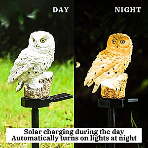 XURLEQ Garden Solar Light Outdoor Decor, Resin Owl Solar LED Light with Stake, Animal Waterproof Light for Flower Fence Lawn Passage Walkway Courtyard Party Decoration, Owl