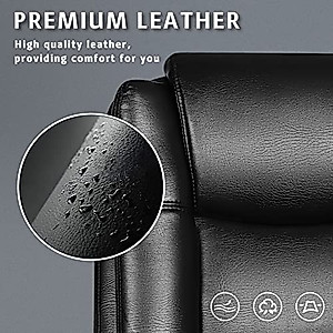 LEMBERI Office Desk Chair, Ergonomic Managerial Executive Chair, Big and Tall High Back Computer Chair, Adjustable Height PU Leather Chairs with Cushions Armrest for Long Time Seating (Black)