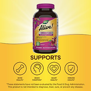 Nature's Way Alive! Women’s 50+ Daily Gummy Multivitamin, Supports Multiple Body Systems*, Supports Healthy Heart, Brain & Bones*, B-Vitamins, Mixed Berry Flavored,130 Gummies (Packaging May Vary)