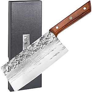 Chef Knife, 7 Inch Professional High Carbon Kitchen Chef Knife Stainless Steel Meat Cleaver Chef Knife with Ergonomic Handle and Ultra Sharp Blade, Gift Box for Family
