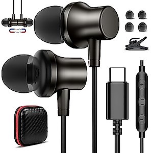 USB C Headphone Type C Earphone Magnetic Wired Earbud for Samsung Galaxy Z Fllip 5 Fold A53 A54 S23 S22 S21 S20 in-Ear Noise Canceling Stereo Headset with Microphone for School Google Pixel 6a 7a 7 6