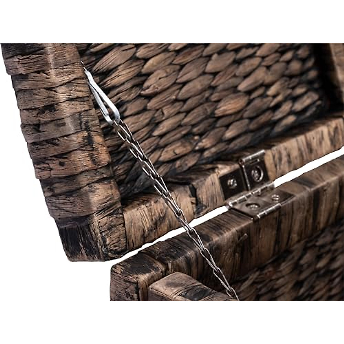 Finch Wicker Trunk - Vintage and Boho style Chest to store Blanket and toys, Ideal for Living Room, Bedroom, Kids Room, Wooden Frame with Water Hyacinth Woven Construction, Brown