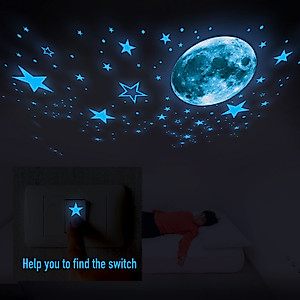 VUDECO Glow in The Dark Stickers Glow in The Dark Stars for Ceiling Glow in The Dark Moon and Glow Stars for Ceiling Over 1000 PCS Glow in The Dark Ceiling Decorations Perfect Kids Room Decor