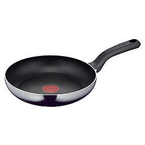 Tefal D52604 Resist Frying Pan 24 cm Safe Titanium Non-Stick Coating Thermo-Signal Temperature Indicator Easy Cleaning Flame Protect Technology Black