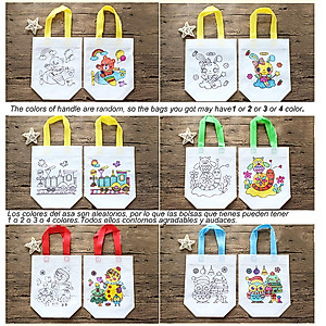 Sand Flower Eco Reusable Coloring Carnival Animal Art Party Goodie Bags with Guestbook Bags (12 PCS)