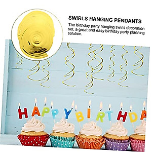 ERINGOGO 7pcs 3 Spiral Charm Gold Streamers Gold Decorations Wedding Banner Foil Hanging Swirls Ceiling Hanging Swirl Birthday Party Pendant PVC Birthday Party Backdrop Pendant Gift Baby