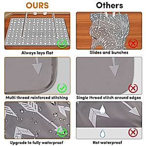 High Chair Mat for Floor Machine Washable, Splat Mat for Under High Chair 51" Large Waterproof, Baby Spill Mat for Art and Crafts Silicone Non Slip - Gray Arrow