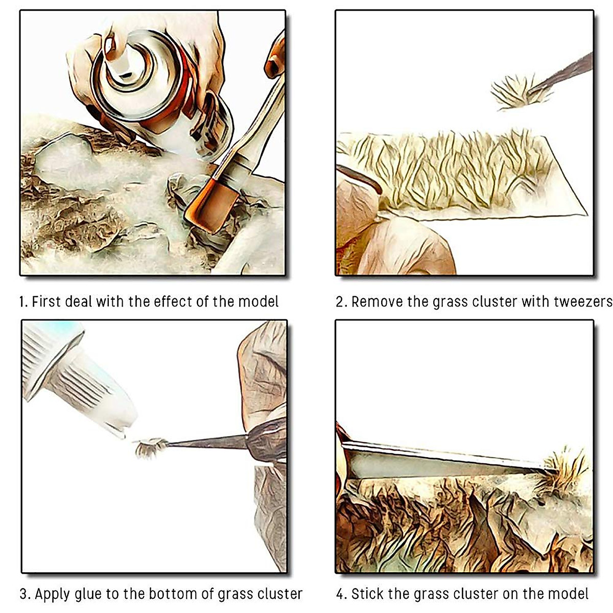 100 Pcs Static Grass Tuft Model Grass Tufts Railway Artificial Grass Miniature War Gaming Terrain DIY Model Railroad Scenery War Gaming Scenery (Green)