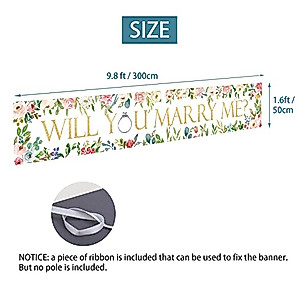 Will You Marry Me Backdrop Banner Decorations, Large Wedding Engagement Party Sign Supplies, Bridal Shower Photo Booth Props Décor (9.8x1.6ft)
