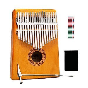 The ONE Kalimba 17 Keys Thumb Piano, Portable Mbira with Tuning Hammer, Piano Case and Scale Sticker, Musical Instrument Gift for Kids and Adults