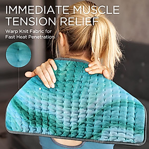 Fabludo [2024 Upgrade] XL Heating Pad for Back/Shoulder/Neck/knee/leg Pain, Cramps and Arthritis Relief, 6 Fast Heating Settings, Auto-Off, Machine Washable, Moist Dry Heat Options, 12"x24" (Spring)