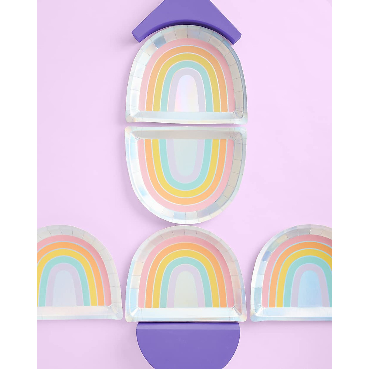 xo, Fetti Rainbow Paper Plates - 25 pk, 9" | Happy Pastel Birthday Party Decorations, Cute Bachelorette Party, Cool Cake Plates, Unicorn Bday