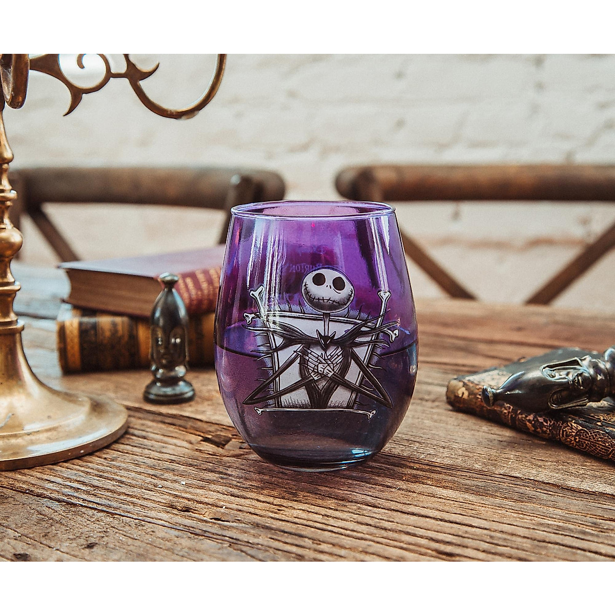 Disney Nightmare Before Christmas Jack Skellington Purple Stemless Wine Glass