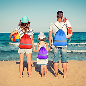 KUUQA 15 Pack Drawstring Backpack Bag with Reflective Strip, String Backpack Cinch Sack Backpack for Yoga Sport Gym Traveling