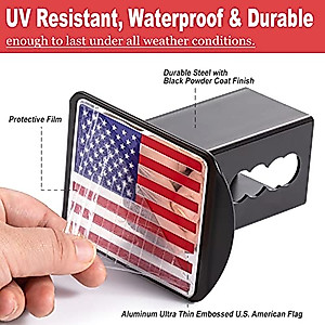 CZC AUTO American Flag Trailer Hitch Cover Aluminum USA U.S. Flag Towing Receiver Plug Cover, Metal Emblem Guard for Pickup Truck Car SUV, Heavy Duty Tube Plug Insert Fits 2" Receiver