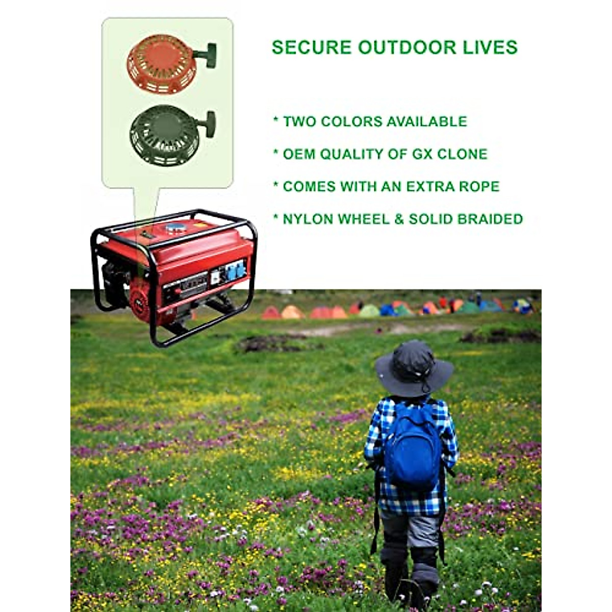 YAMAKATO Predator 212 Ct200u Pull Start Assembly w/Pull Cord for Honda Clones Recoil Starter Generator Coleman Champion 159cc 196cc 212cc 224cc Engine OEM Black