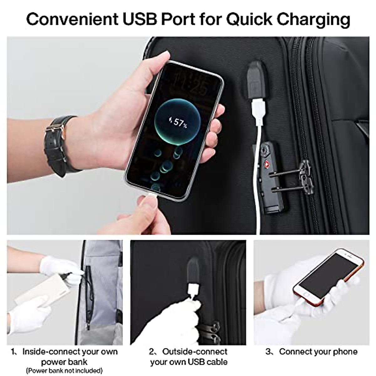 Hanke 18 Inch Softside Airline Approved Carry On Luggage Suitcases with Wheels,Travel Luggage Lightweight Square Suitcase with Lock TSA Rolling Luggage Bag with USB Port for Business Trip Men Women