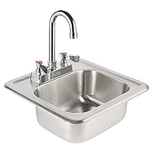 ACE HS-0810IG Mini 13" x 13" Drop-In Hand Sink with Lead Free 3-1/2" Spout Faucet & Strainer, ETL Certified