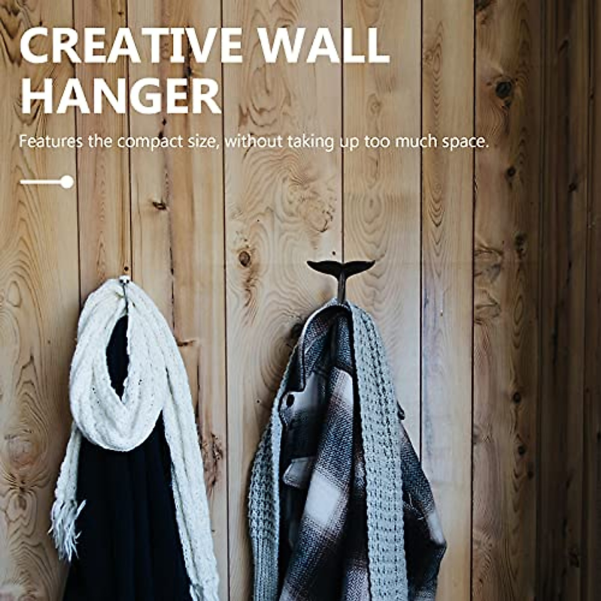 VICASKY 2pcs Cast Iron Whale Tail Towel Hooks Nautical Decor Wall Mount Coat Clothes Hanger Decorative Hanging Hook for Coat Robe Hat Clothes Towel Storage