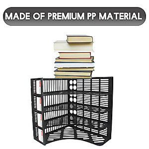 Ysenchan Magazine File Holder, Plastic File Folder Holder for Desk, 4 Compartments Desk Organizer for Office Storage, Vertical File Organizer, Black