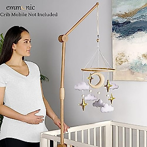 Adjustable Wooden Crib Mobile Arm - 31 inch Baby Mobile Hanger - Made of Beechwood + Strong Silicone Gasket for Secure Crib Attachment - EmmnNic