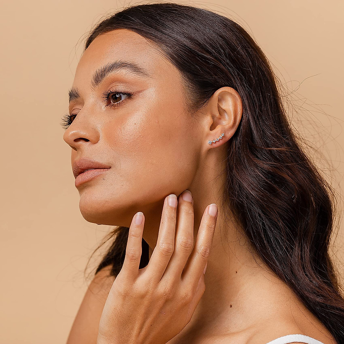 PAVOI Womens 14K Rose-Gold-Plated-Brass Sterling Silver Post Climber Arrow Ear Crawler Pearl Earring