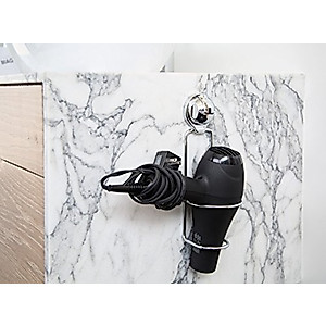 FECA FE-B1005 Stainless Steel Hair Dryer Holder Holster Organizer with No Drilling Wall Mount Mountable Powerful Suction Cup