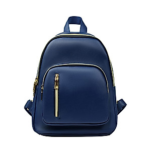 YANAIER Women Mini Backpack Purse PU Leather Anti-theft Backpack Ladies Fashion Casual Travel Daypack Rucksack Navy