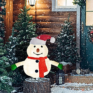 Twinkle Star 2FT Lighted Pop Up Christmas Snowman Decorations, Pre-Lit Light Up 48 LED Warm White Lights, Collapsible Easily Metal Stand Easy-Assembly Reusable for Holiday Xmas Indoor Outdoor Décor
